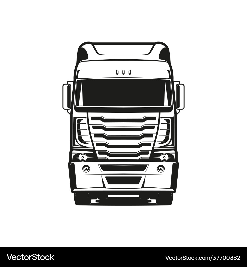 Modern truck logo black and white front Royalty Free Vector