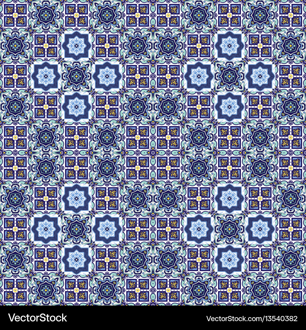 Portuguese Azulejo Tiles - Blue & White Vector Image