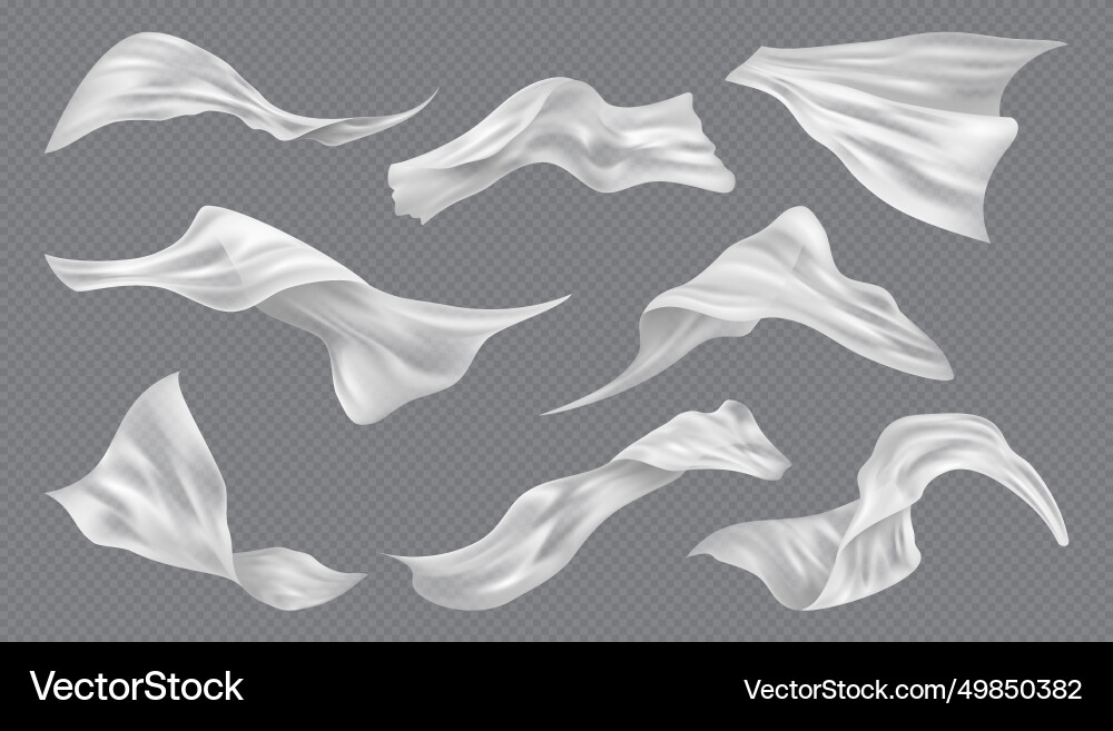 Realistic light transparent fabric flying on wind Vector Image