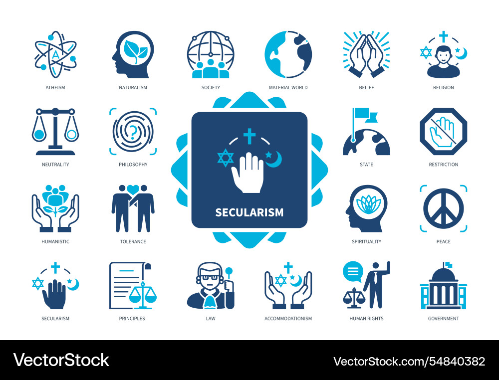 Secularism solid icon set Royalty Free Vector Image