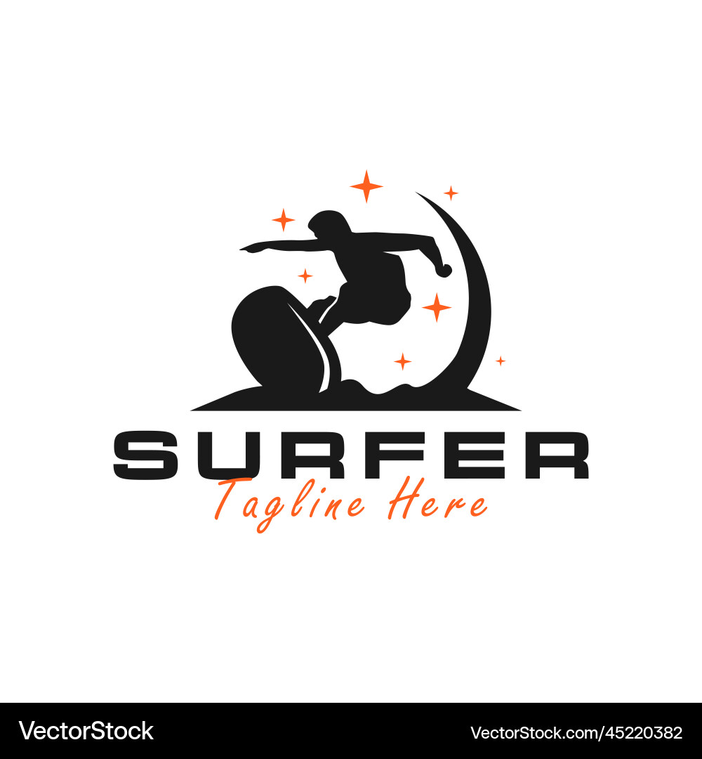 Surfing sport logo design Royalty Free Vector Image