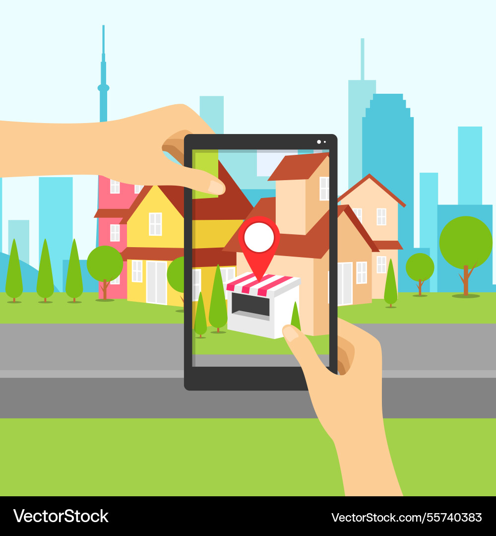 Augmented reality background in flat style Vector Image