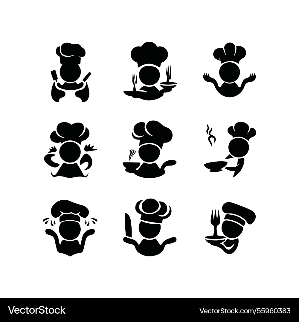 Chef head icon on black button with white rollover