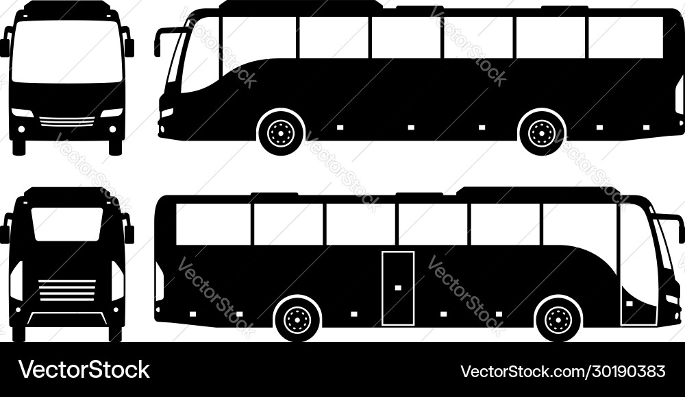 Coach bus black icons Royalty Free Vector Image