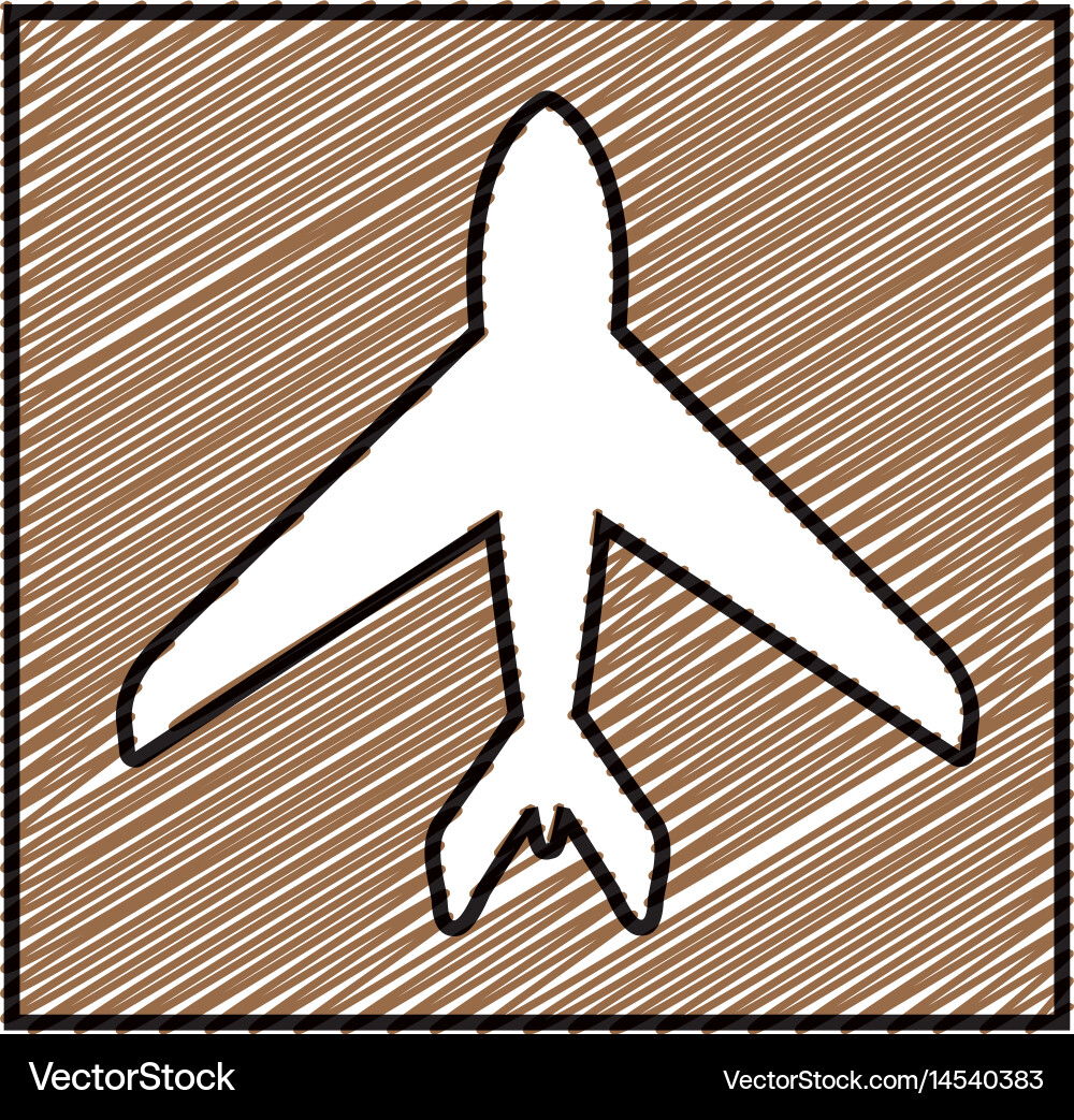 Color pencil drawing square frame with airplane Vector Image