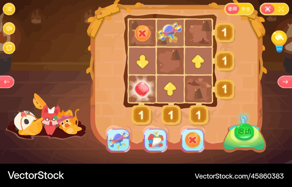 Complete set of level button game ui pop-up icon Vector Image