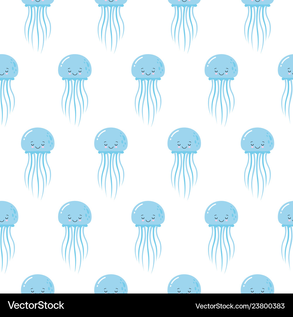 Cute seamless sea pattern with cartoon smiling Vector Image