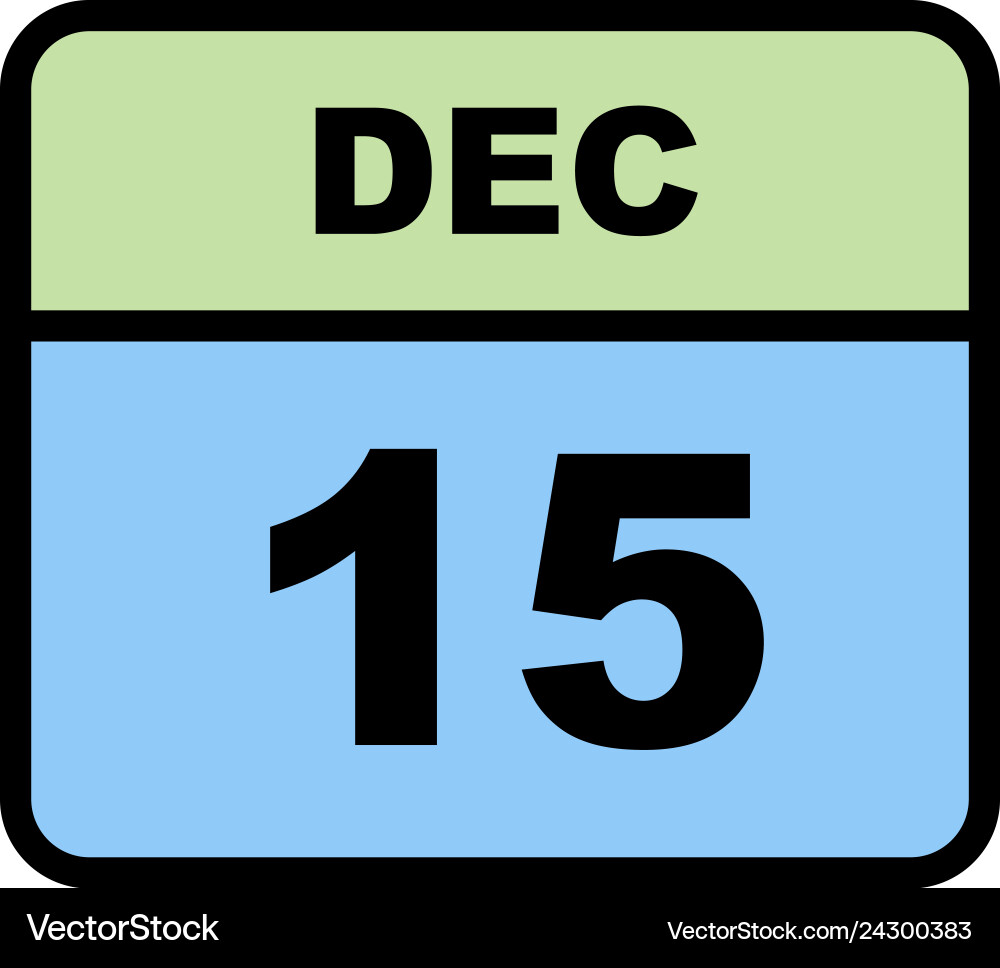 December 15th date on a single day calendar Vector Image