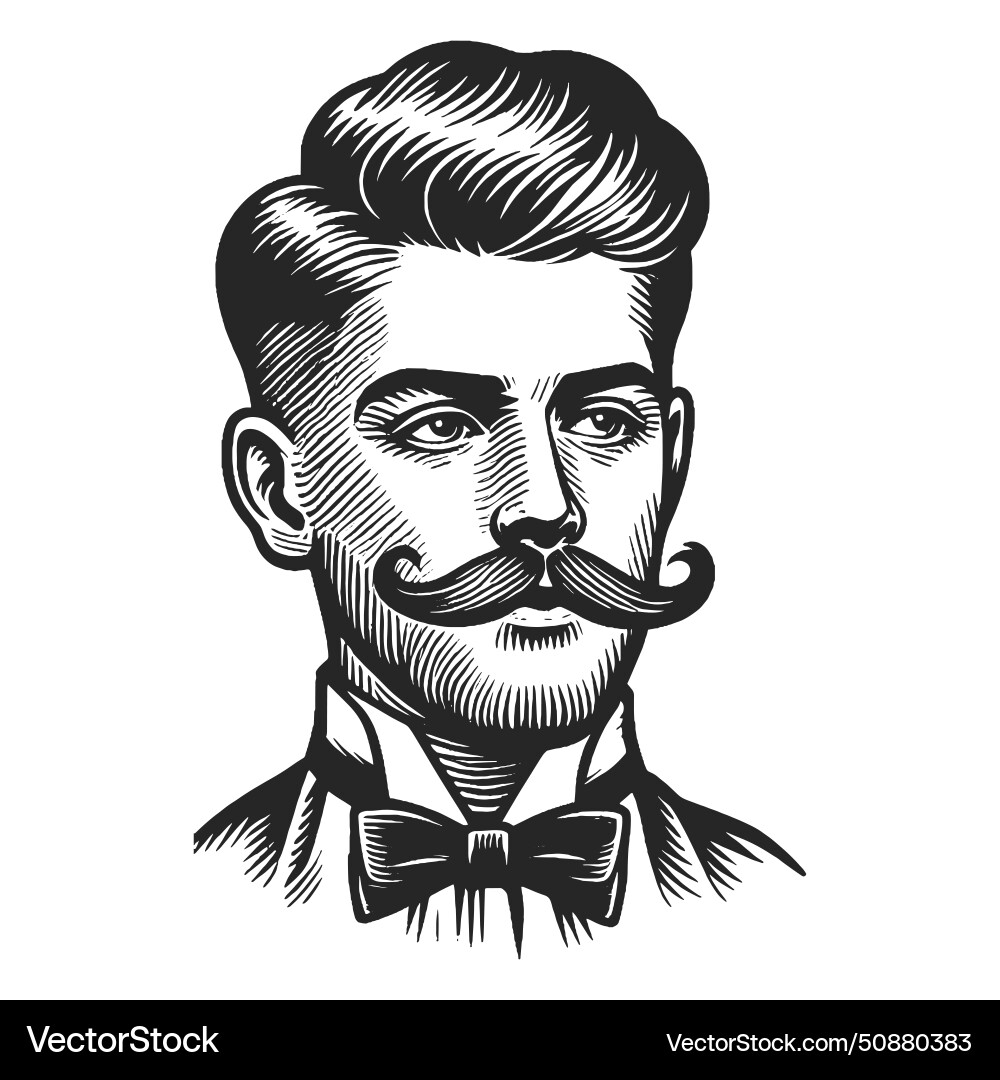 Gentleman with mustache Royalty Free Vector Image