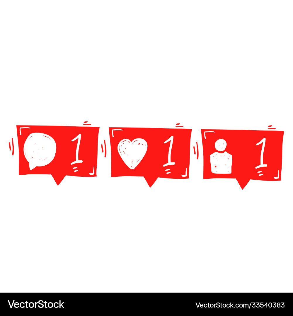 Hand drawn doodle follower notification Royalty Free Vector