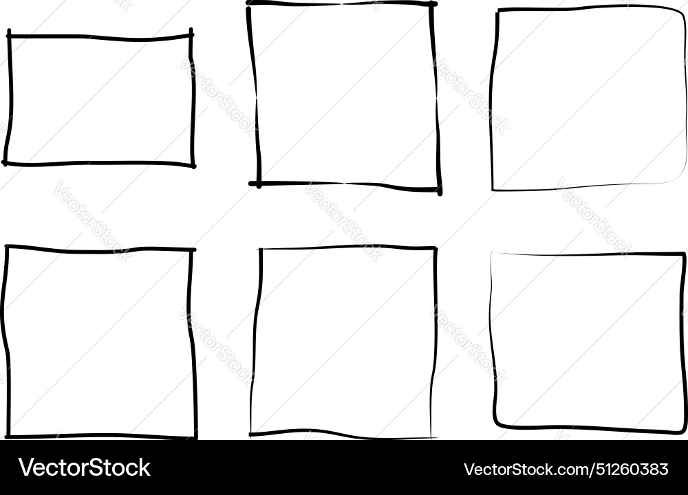 Hand drawn frame square double thin line Vector Image