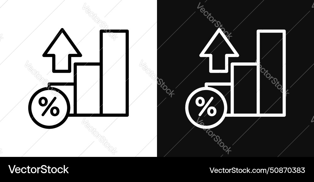 Interest growth icon set increase percentage Vector Image