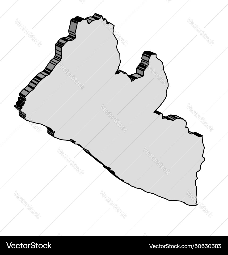 Liberia 3d outline silhouette map Royalty Free Vector Image