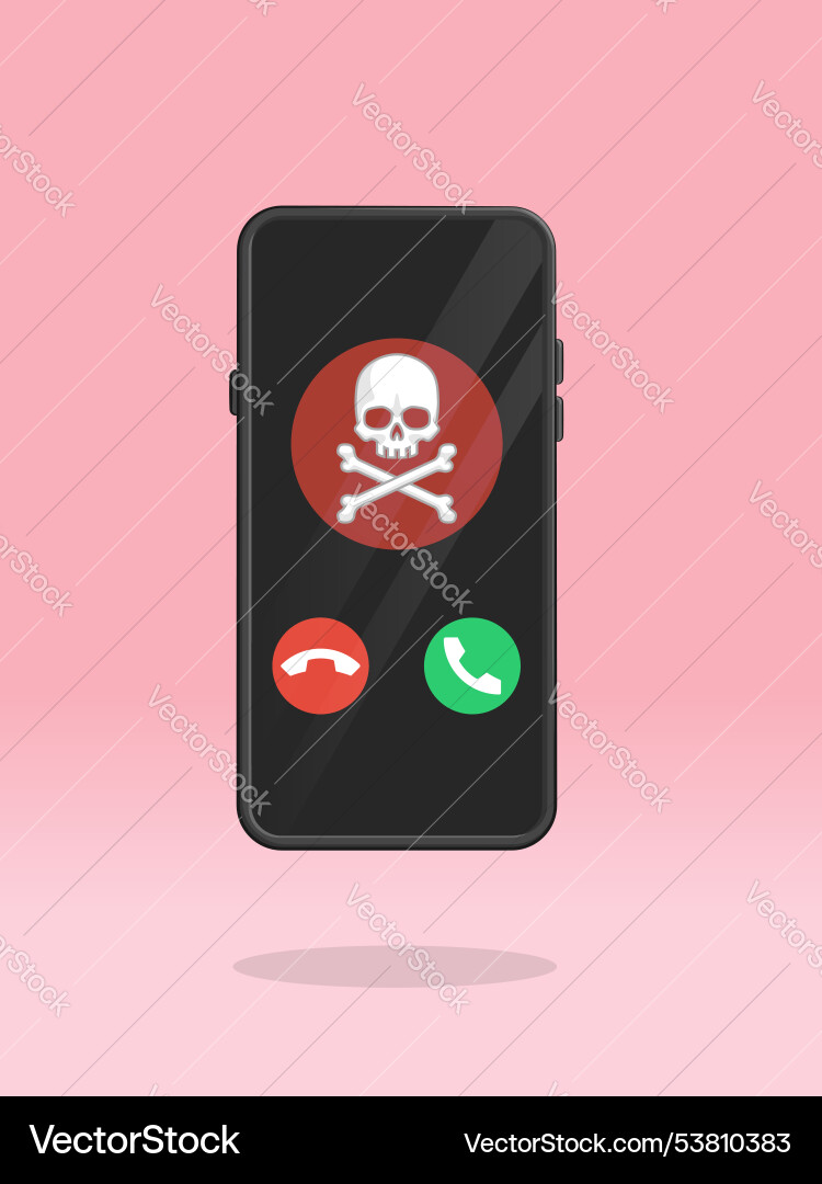 Smartphone skull dangerous incoming call screen Vector Image