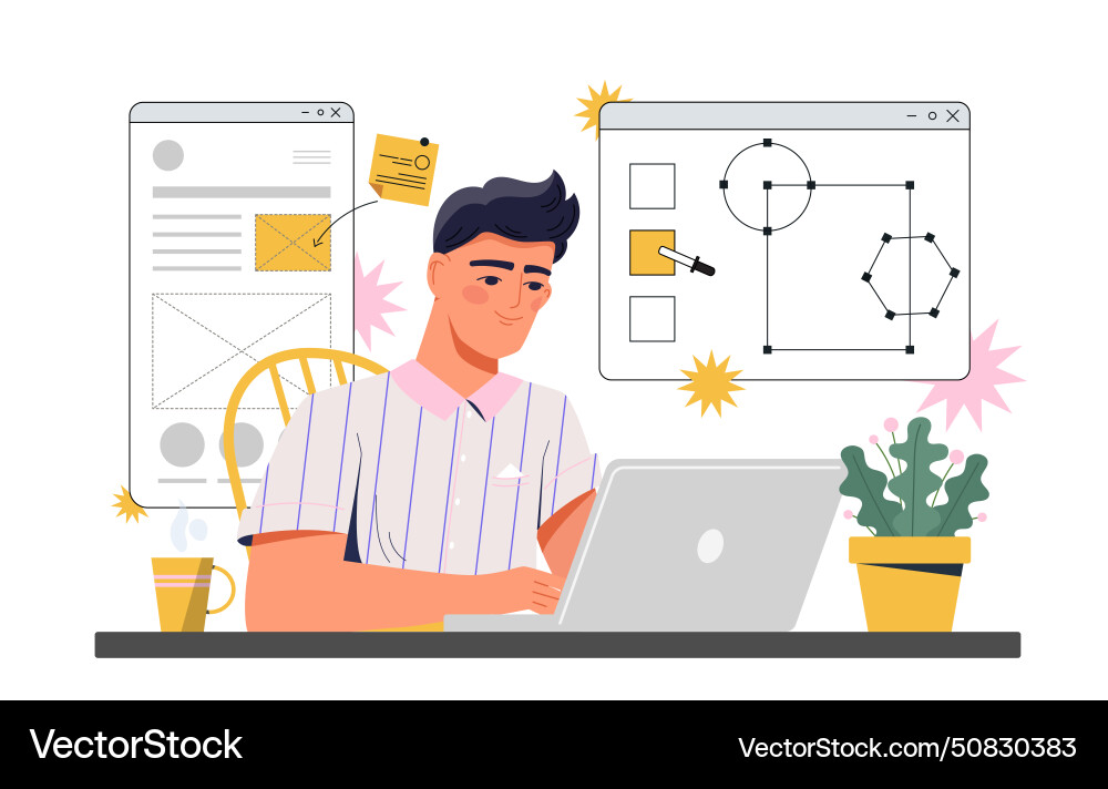 Web designer at workplace Royalty Free Vector Image