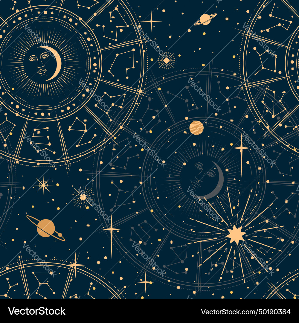 Astrology pattern mystic stars esoteric planets Vector Image