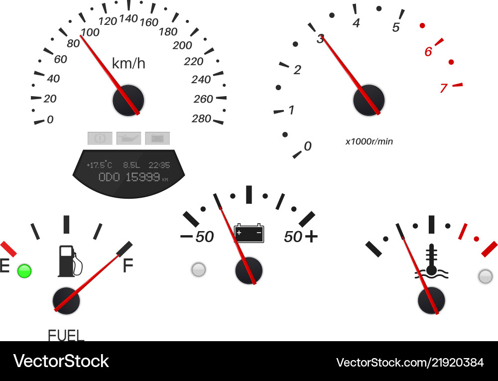 Car dashboard scales fuel gauge speedometer Vector Image
