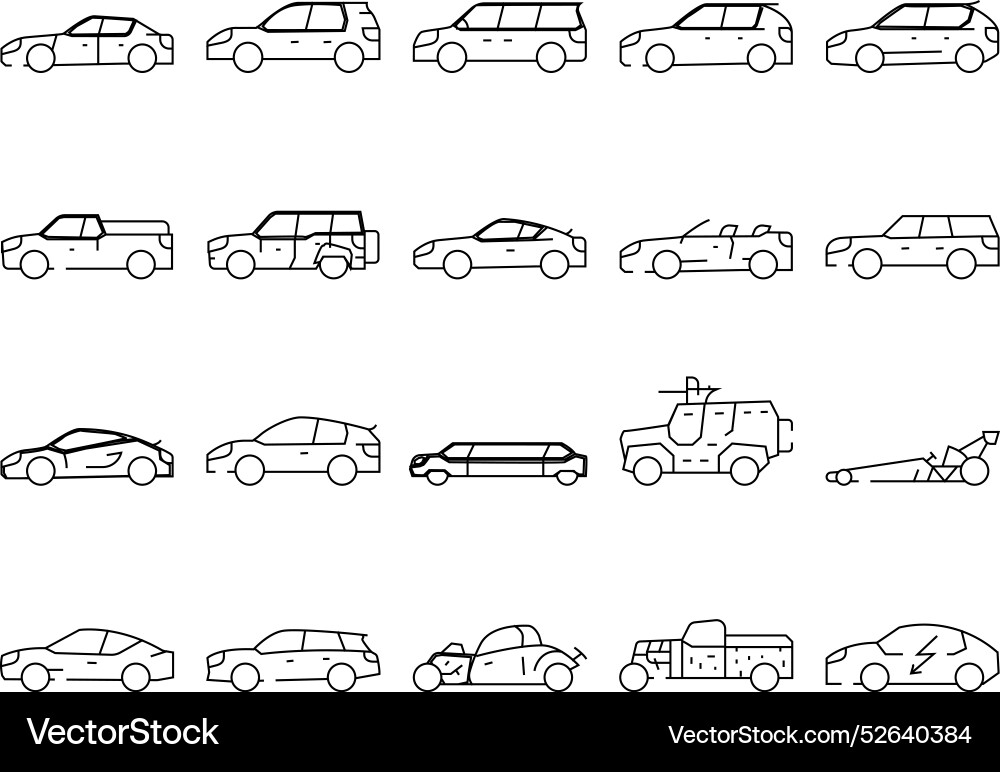 Car transport different body type icons set Vector Image