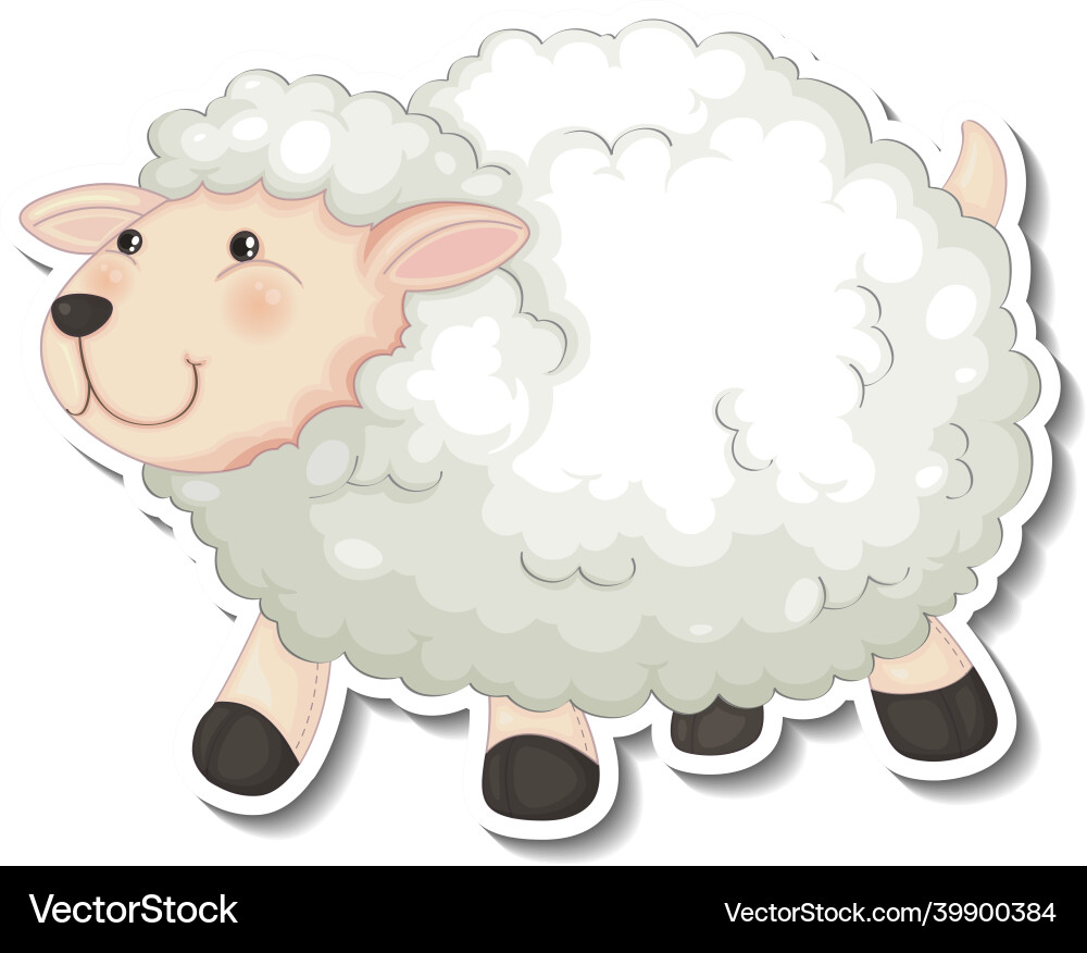 Cartoon Sheep Sticker - Cute Animal Royalty Free Vector