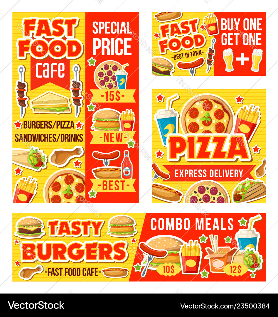 Fast food and drinks menu Royalty Free Vector Image