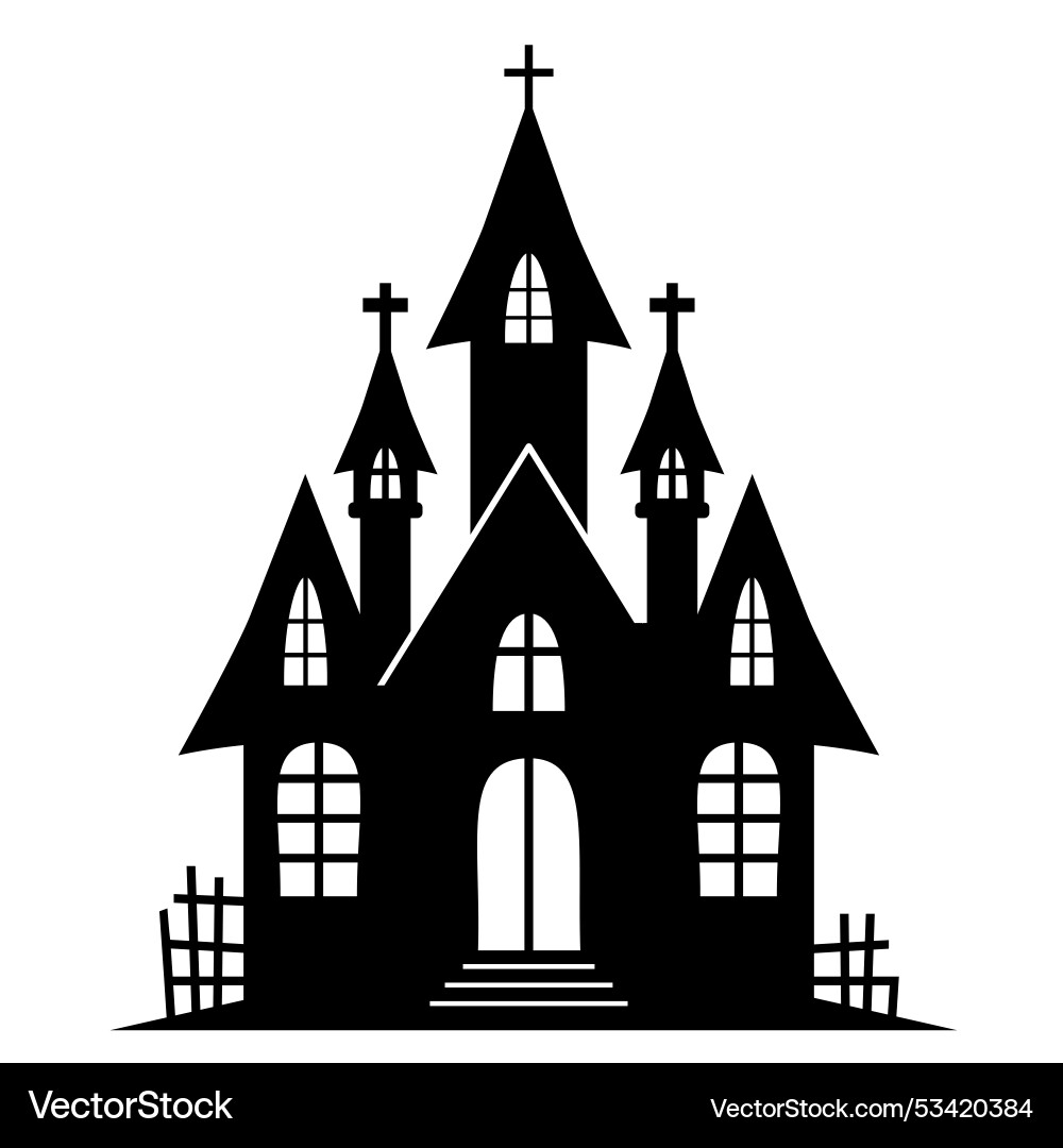 Halloween haunted house silhouette isolated Vector Image