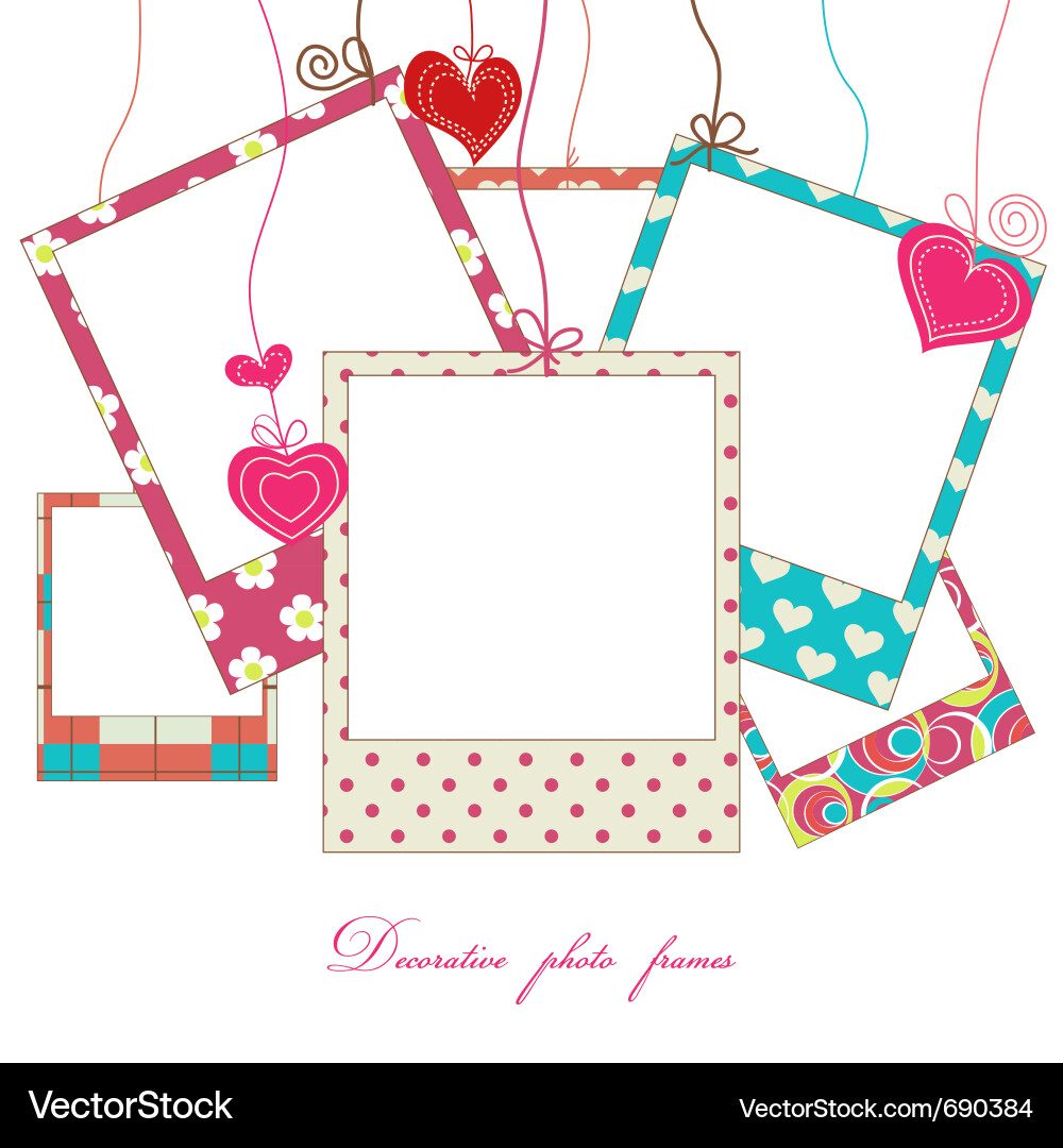 Hanging cute photo frames Royalty Free Vector Image