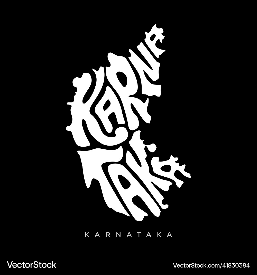 Indian state karnataka map lettering Royalty Free Vector