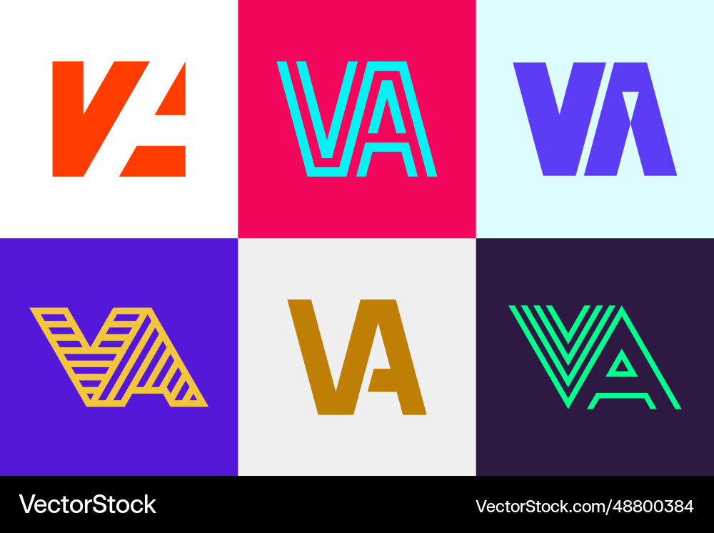 Set of letter va logos Royalty Free Vector Image