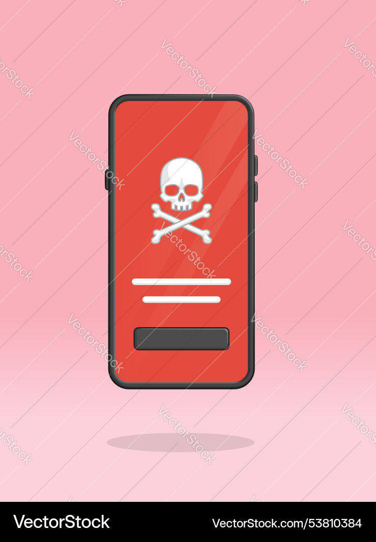 Smartphone skull hacked ransomware screen button Vector Image
