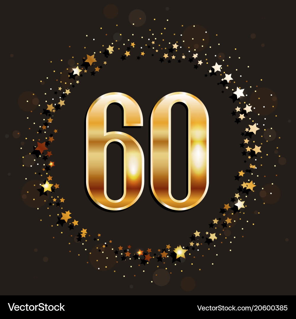 60 years anniversary gold banner Royalty Free Vector Image