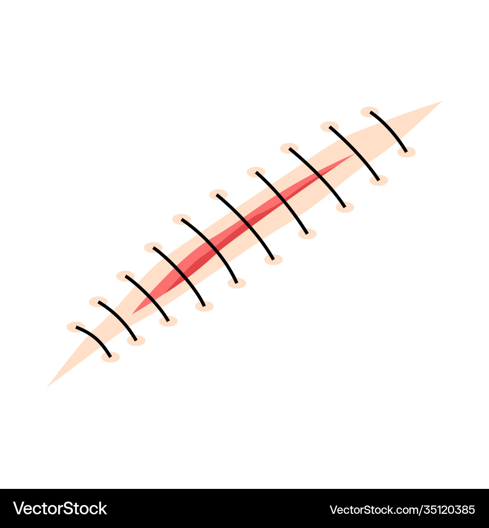 Cut suture scar icon first aid injury Royalty Free Vector