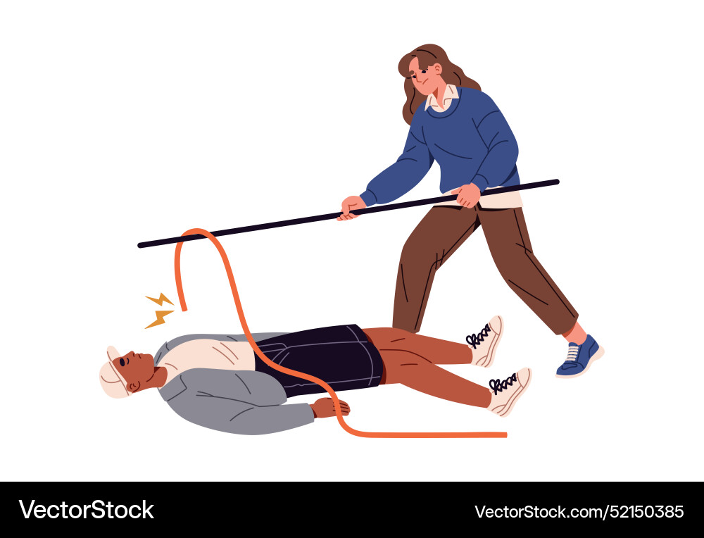 First aid in electric shock accident safety Vector Image