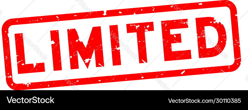 Grunge red limited word square rubber seal stamp Vector Image