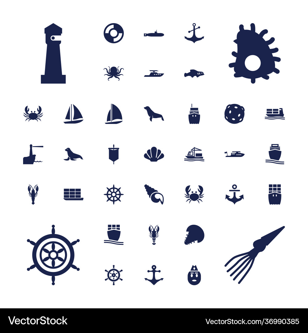Marine icons Royalty Free Vector Image - VectorStock