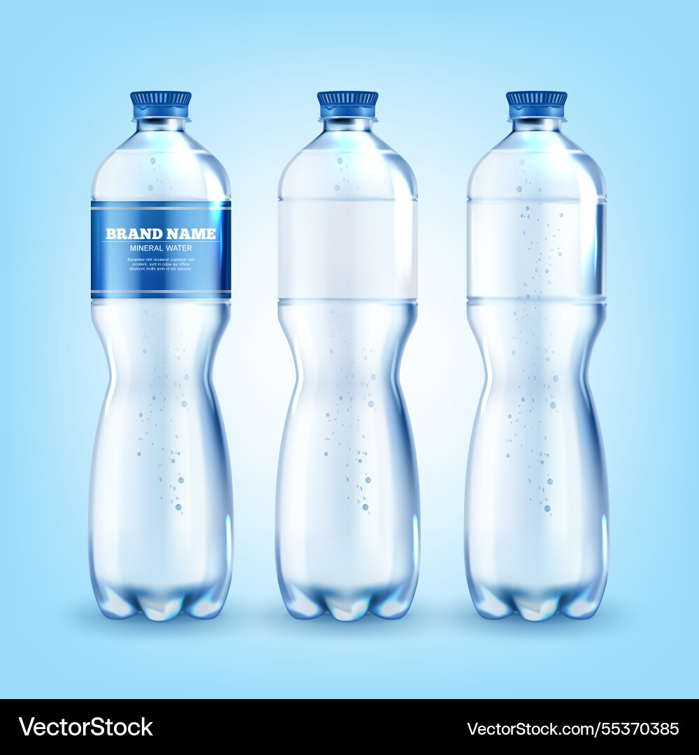 Realistic detailed 3d mineral water plastic Vector Image Realistic detailed 3d mineral water plastic Vector Image