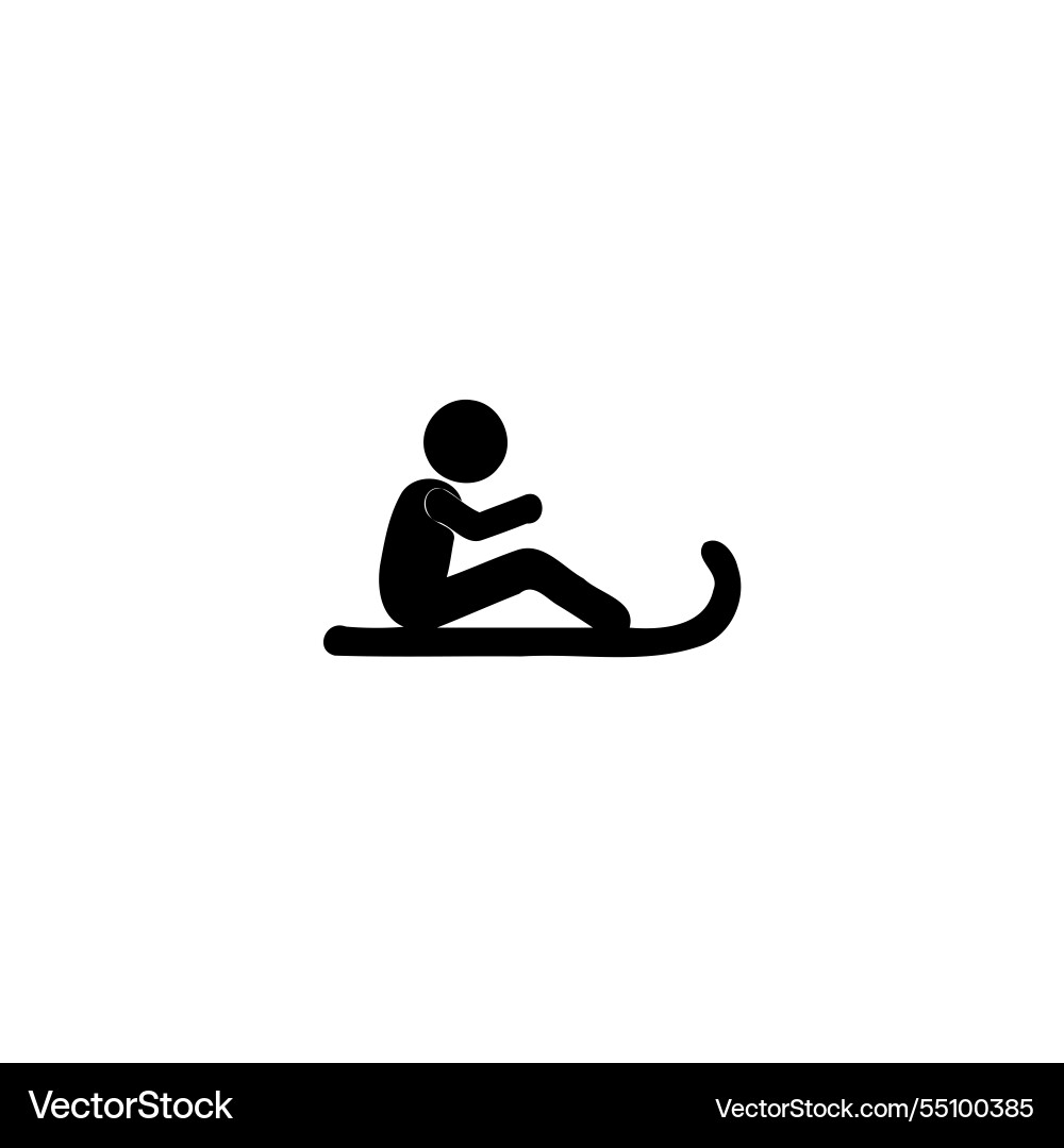 Sledding icon stick figure downhill Royalty Free Vector