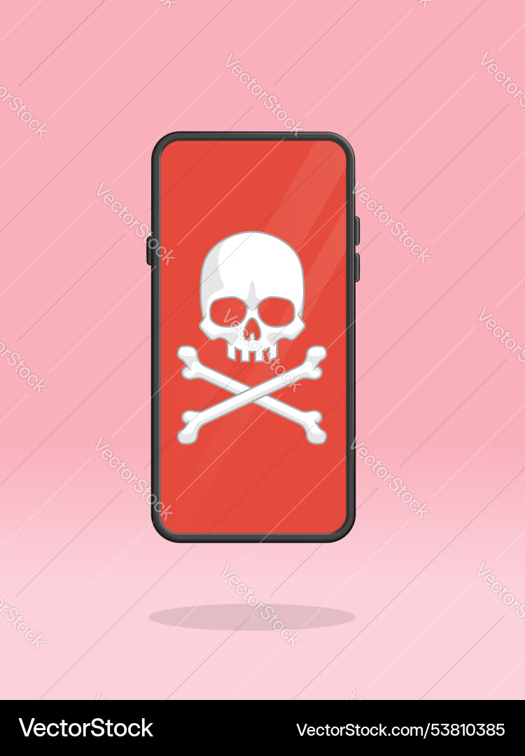 Smartphone skull locked screen malicious hack Vector Image