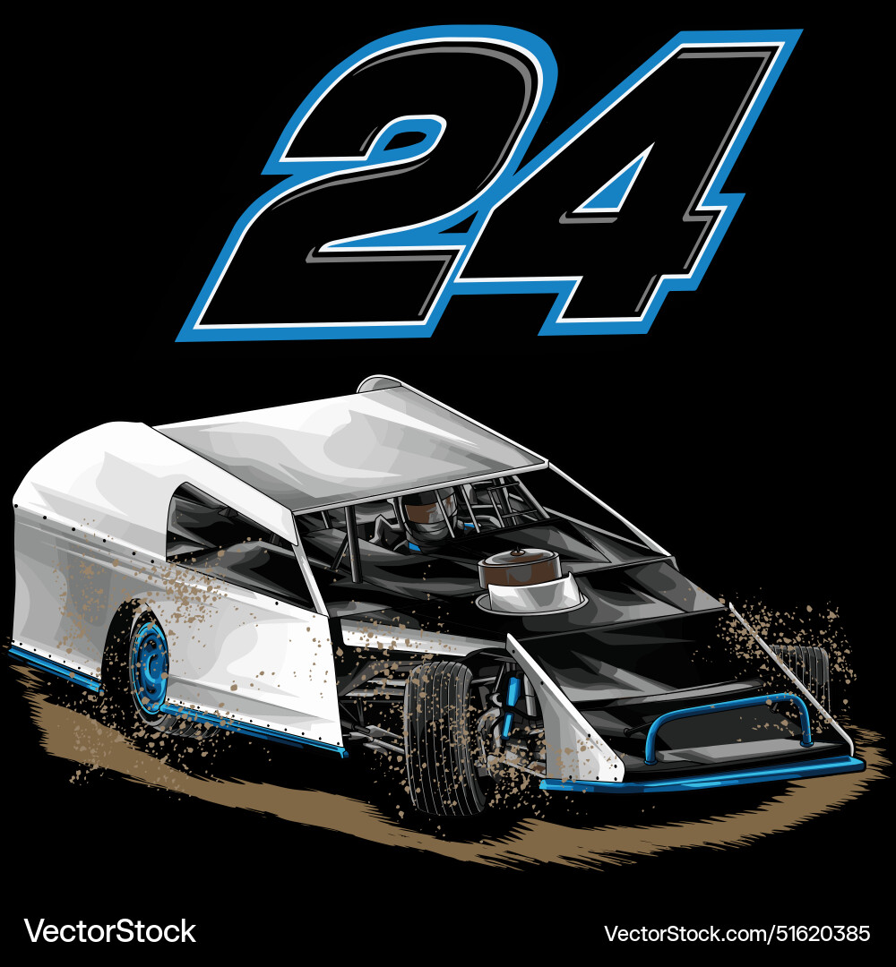 White drag racing car with grey strip Royalty Free Vector