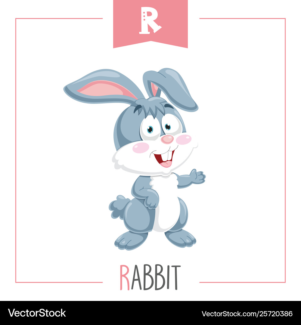 Alphabet letter r and rabbit Royalty Free Vector Image