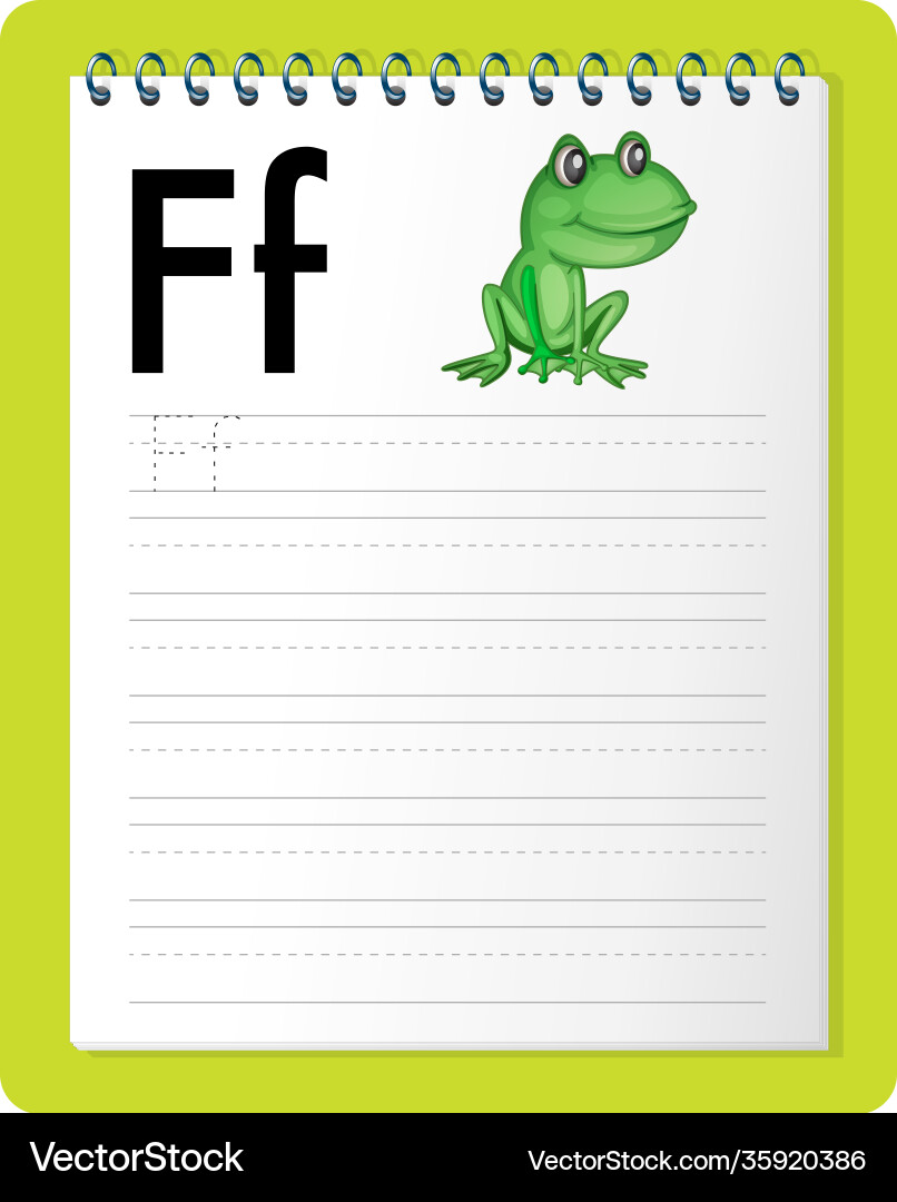 Alphabet tracing worksheet with letter f Vector Image