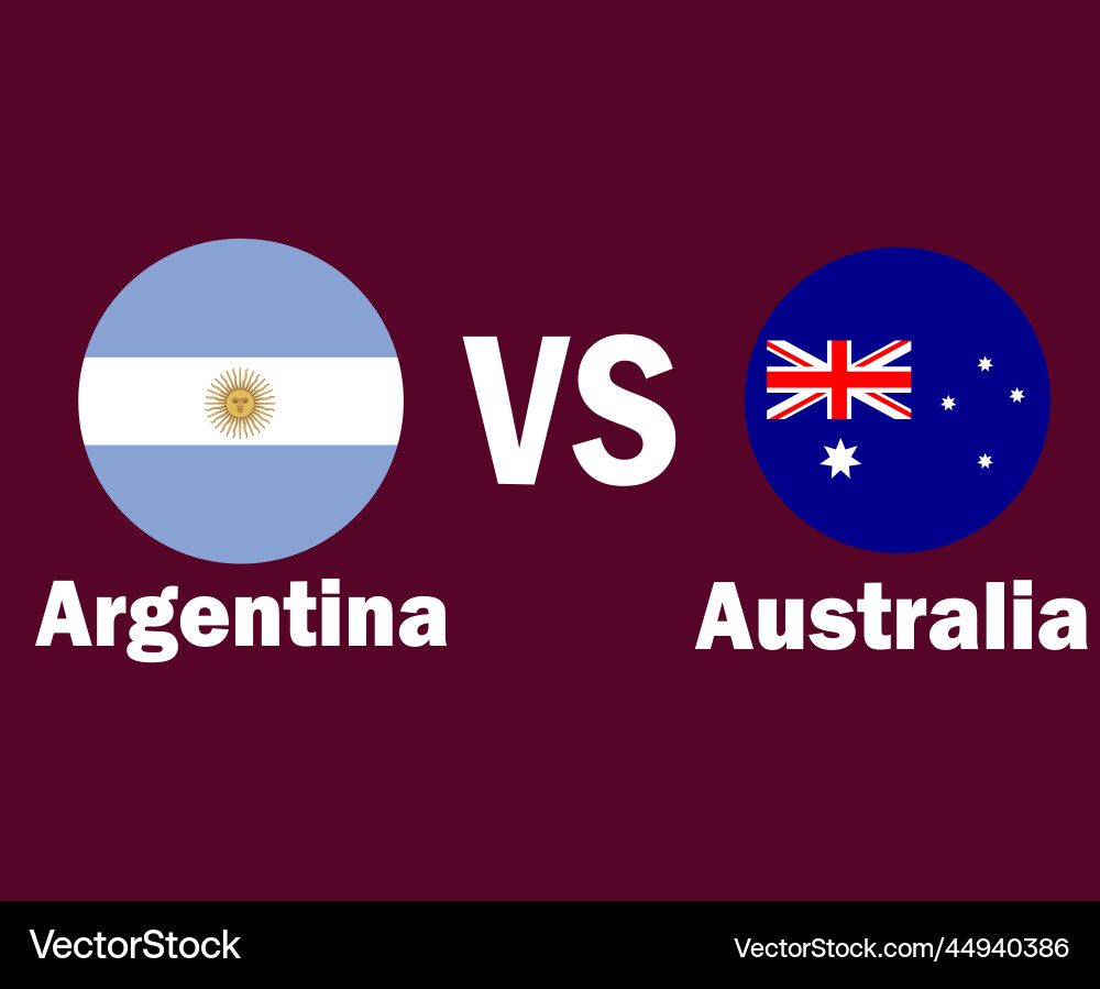 Argentina vs australia flag with names symbol Vector Image