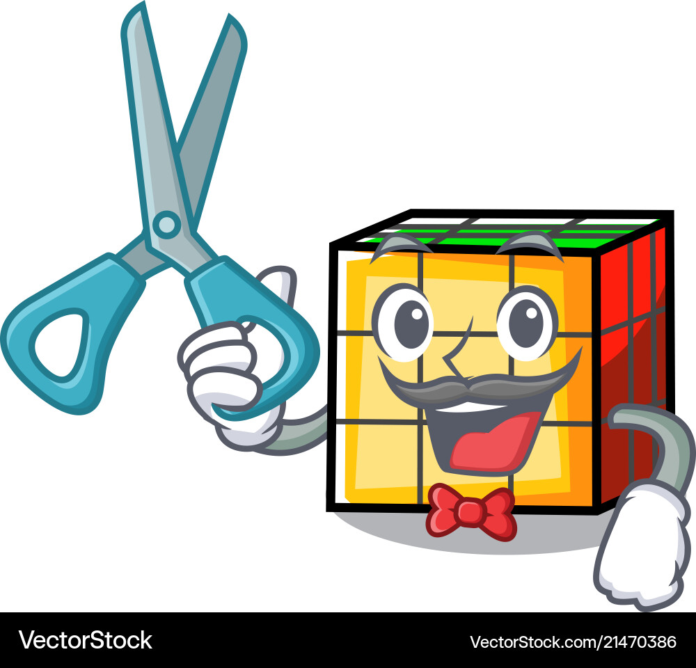 Barber rubik cube character cartoon Royalty Free Vector