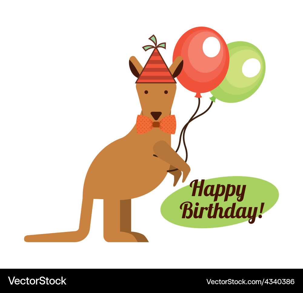Birthday Party Balloons & Kangaroo Royalty Free Vector