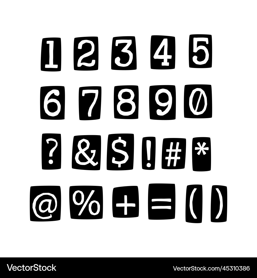 Black and white anonymous symbols numbers set Vector Image