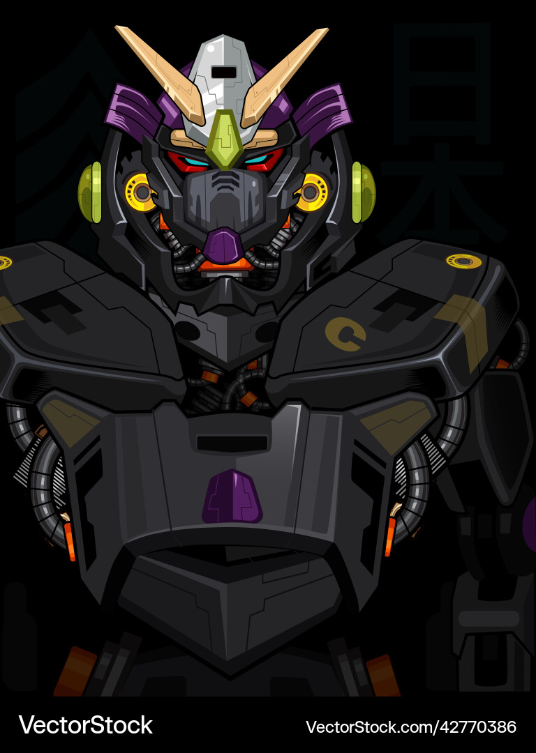 Black cyborg mascot cartoon Royalty Free Vector Image