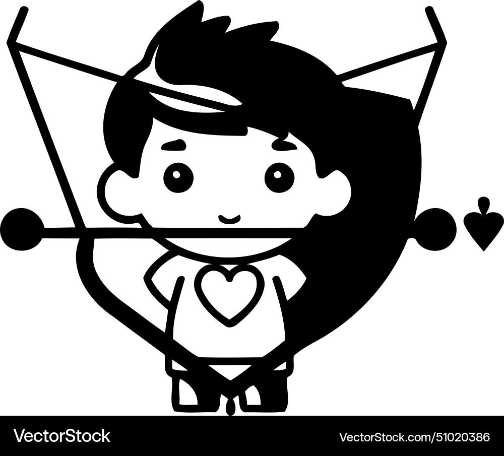 Cupid With Bow And Arrow Valentines Day Icon Vector Image