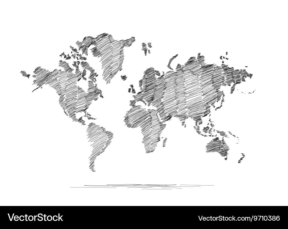Hand drawn map of the world Royalty Free Vector Image