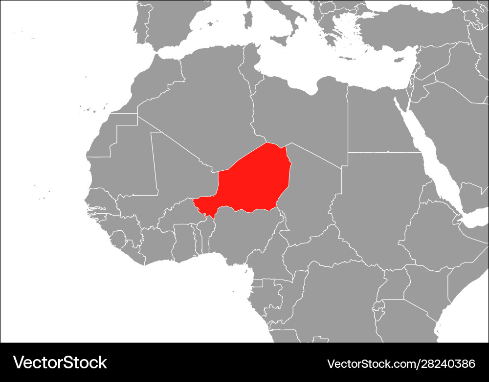Niger map on gray base Royalty Free Vector Image