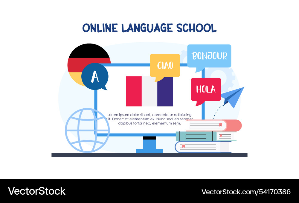 Online language school banner Royalty Free Vector Image