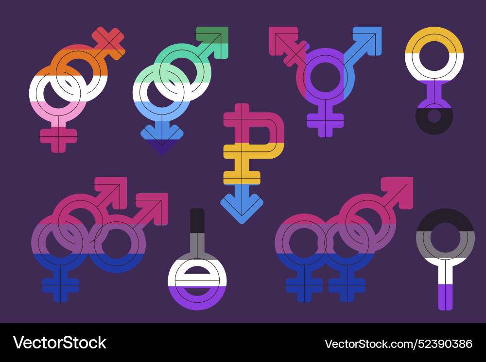 Pride month hand drawn flat lgbt symbols Vector Image